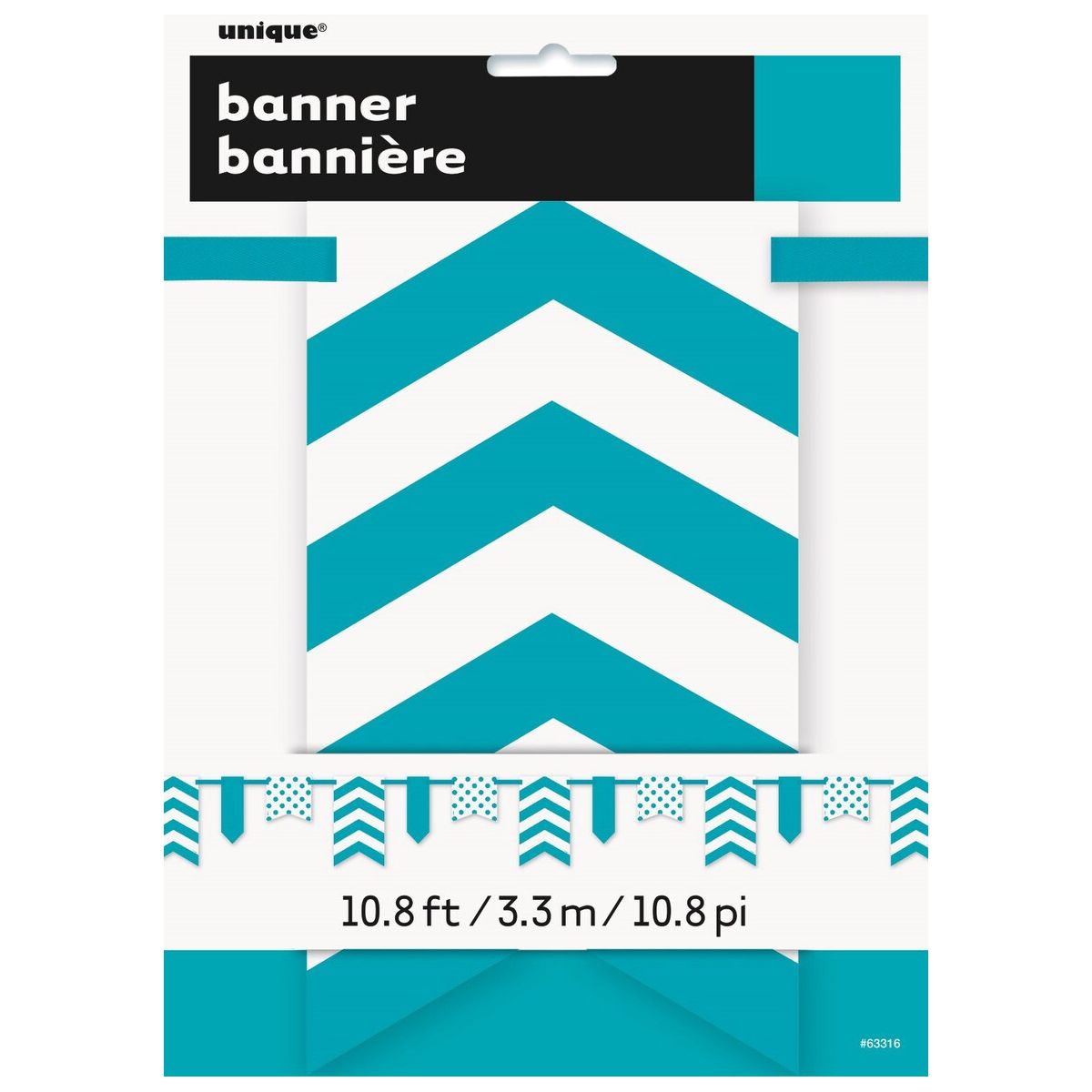 Chevron Paper Pennant Banner - Caribbean Teal