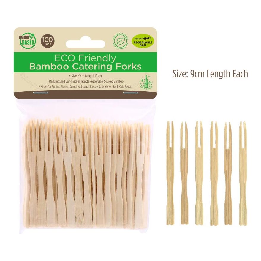 Catering Disposable Pick Forks - Bamboo